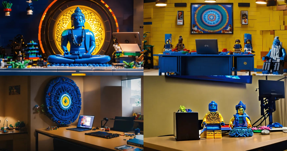 Lexica - (A Lego Shiva statue on an office table. Shiva is meditating ...