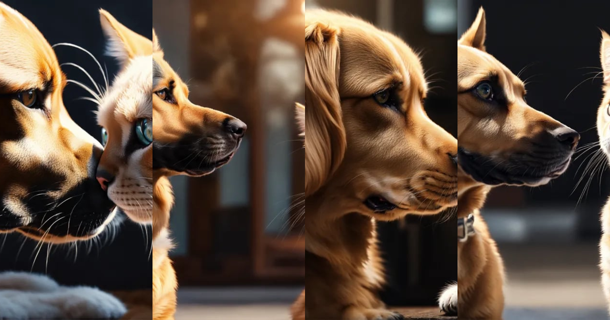 Lexica - Photorealistic, A dog and a cat, looking at each other, facing ...