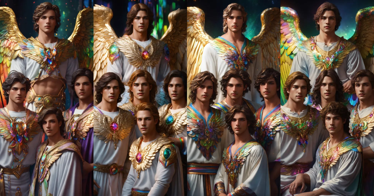 Lexica - Group of 7 beautiful and perfect male Angels, detailed and ...