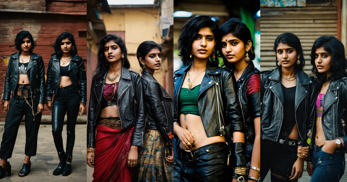 Lexica - Two 20 year old indian punk girls wearing a black leather ...
