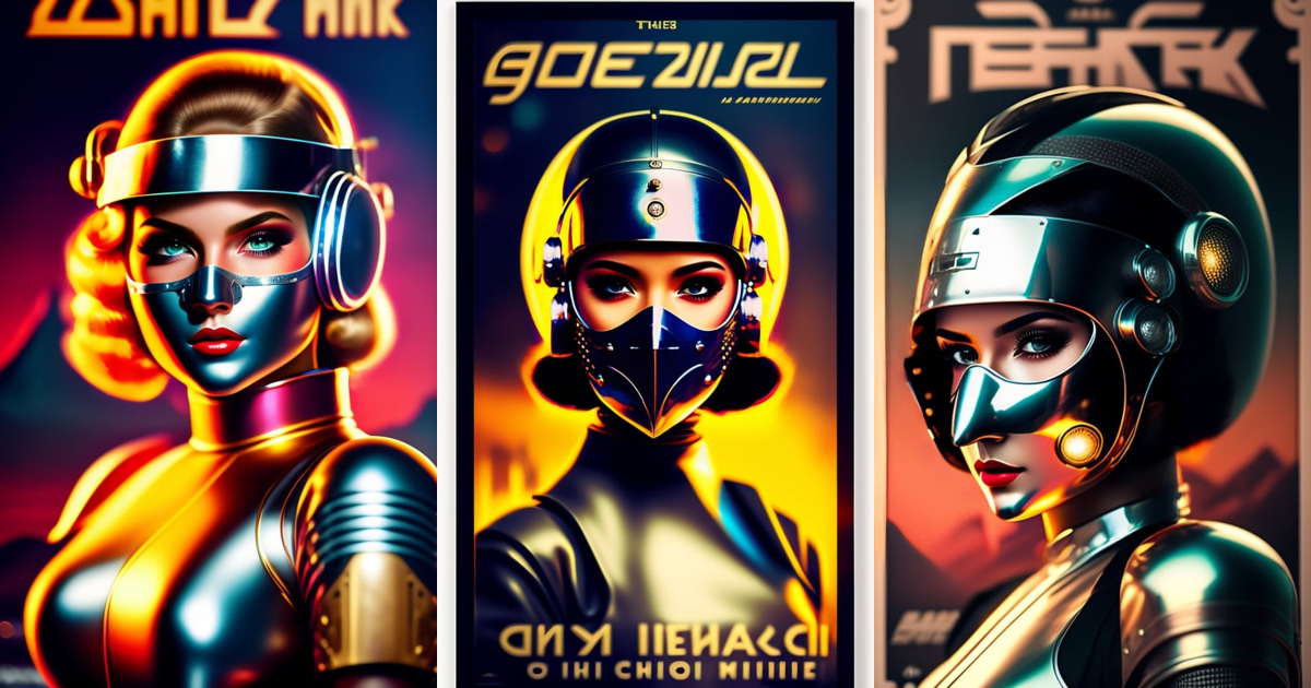 Lexica - She has a mask, the mask is chrome with lights inside, the ...