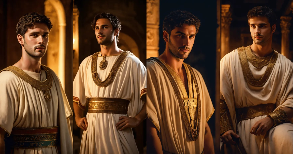 Lexica - A young rich noble handsome roman man wearing roman clothes ...