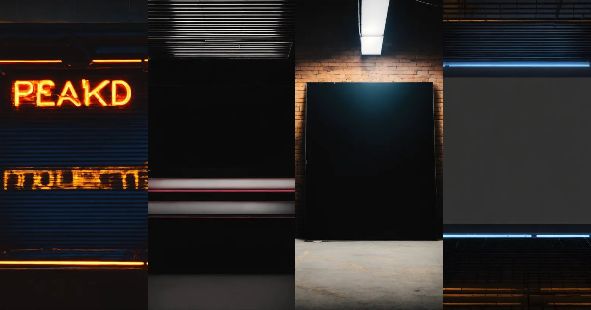 Lexica - Sign without text, black background, a lot of space around