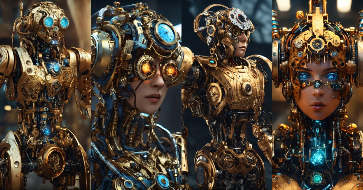 Lexica - Clockwork cyborg, front, 8k resolution