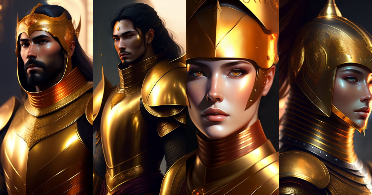 Lexica - Portrait of a knight, golden and copper heavy armor, in the ...