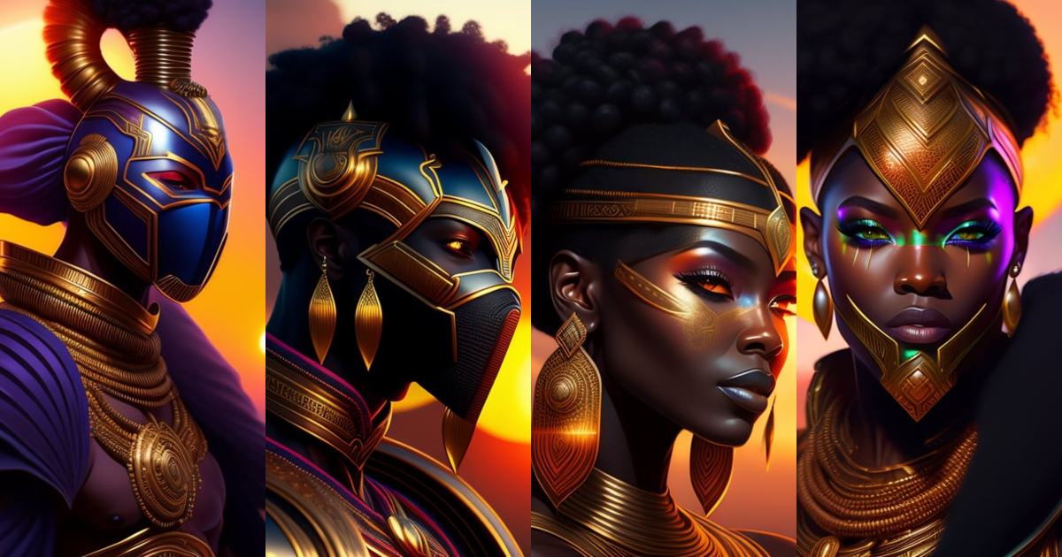Lexica - Highly detailed digital painting of afrofuturistic wakandan ...