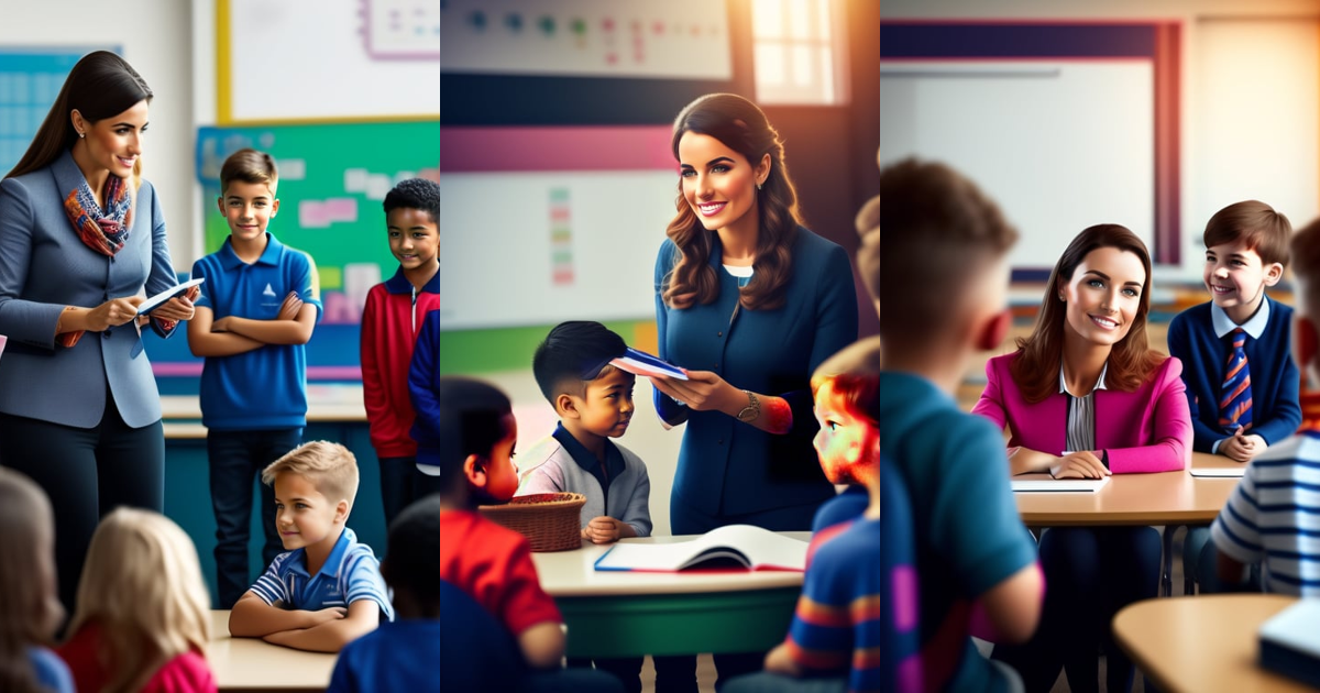 Lexica - Female teacher in front of a mixed class with young students ...