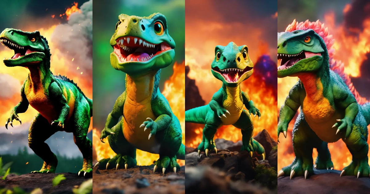 Lexica - An adorable and fluffy t-rex dinosaur with big color eyes ...