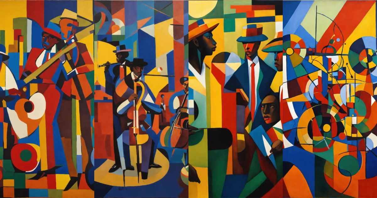 Lexica - Orphist painting of African American jazz ensemble, vibrant ...