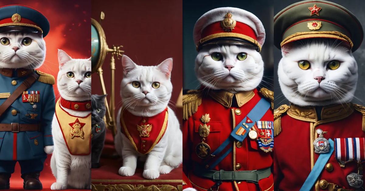 Lexica - A white british shorthair cat wearing world war 2 soviet ...