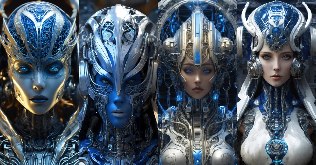 Lexica - Upper Body Extraterrestrial mechanized divinity of storms in white celtic robes by ...