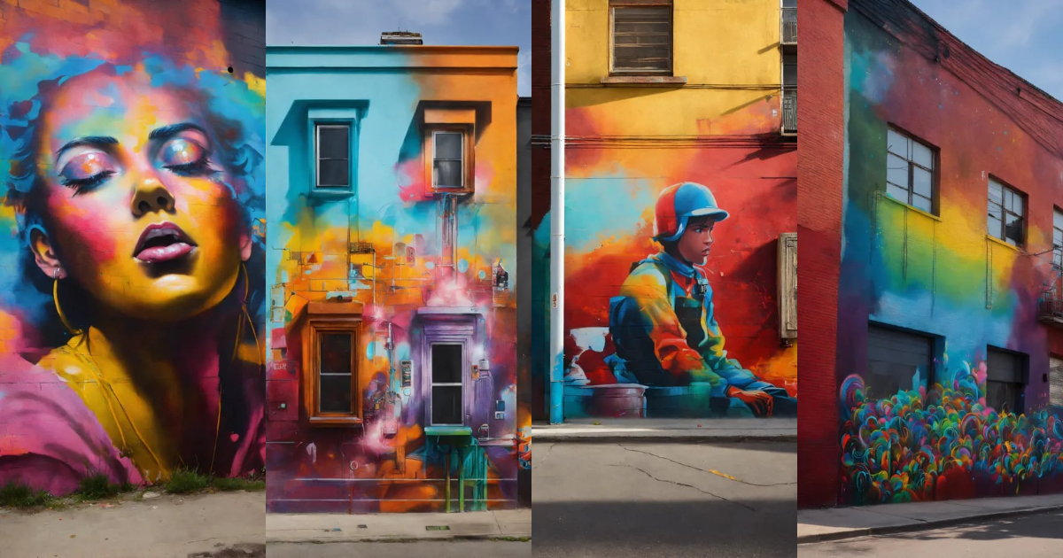 Lexica - Street spray paint urban murals with vibrant colors and ...