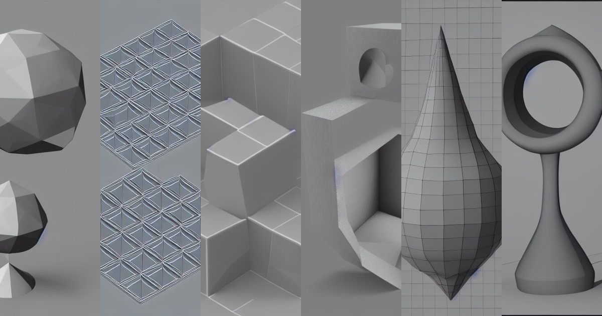 Lexica - Blender render, viewport, simple 3d scene, cycles!!!, geometric shapes