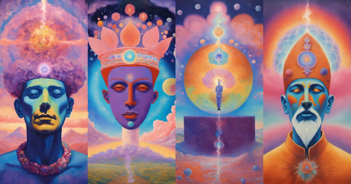 Lexica - Abstract guru smoking DMT, with universe coming out of his ...