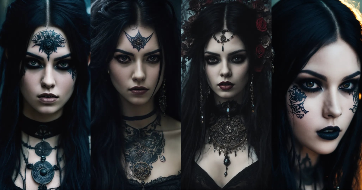 Lexica - A scary girl, close up face, pale skin, long crazy black hair ...