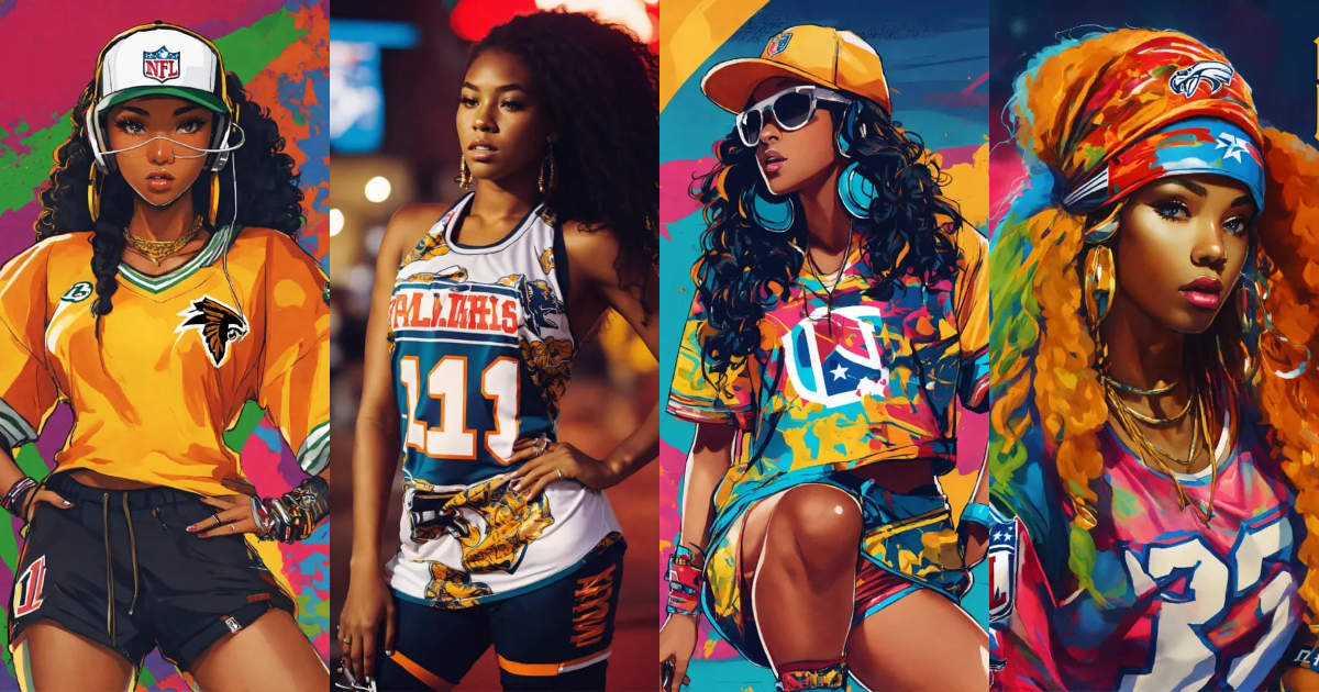 Lexica - Hip hop art style nfl girl blank jersey