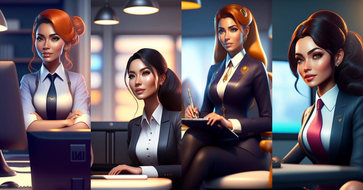 Lexica - Epic professional digital art of an HR fairy in business suit working in a tech company ...