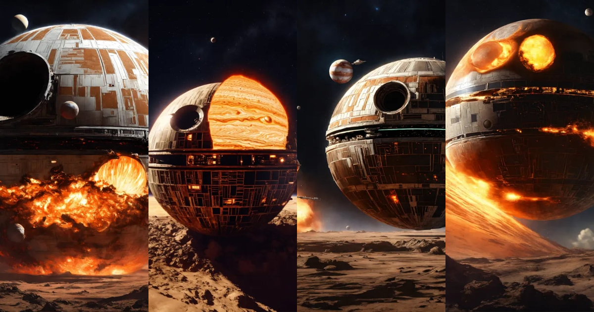 Lexica - Star Wars death star destroying Jupiter, 8k