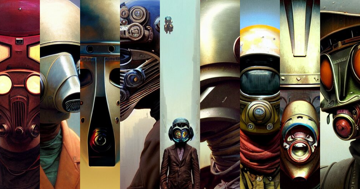 Lexica - A expressive portrait of masked diesel punk helmet on the art ...