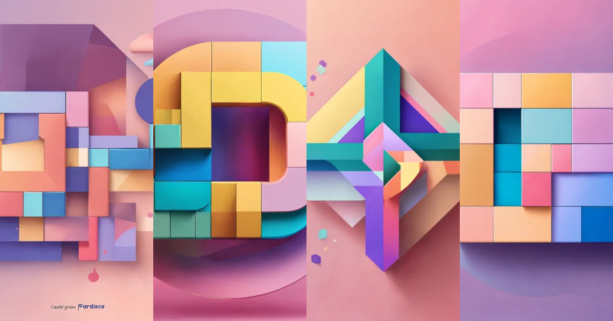 Lexica - Logo blocky P with pastel shades vector