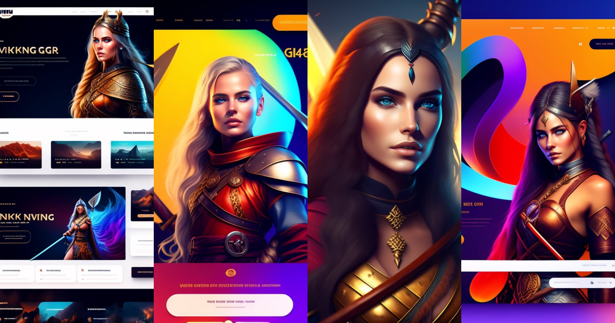 Lexica - UI landing page for NFT viking girls modern colors viking girl ...