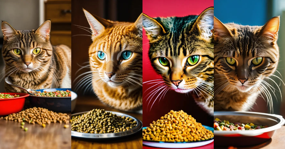 Lexica - A cat eats mixed cat food