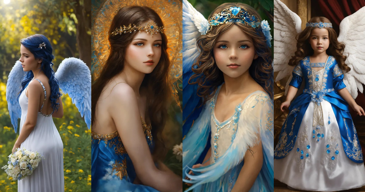 Lexica - 2 varones angeles divinos con alas de angel de color azul ...
