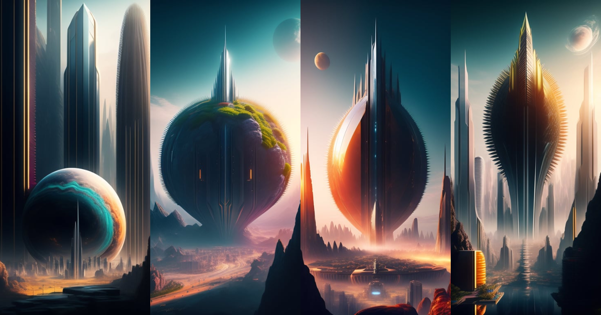 Lexica - A giant scary spiky marble in the middle of a futuristic city ...