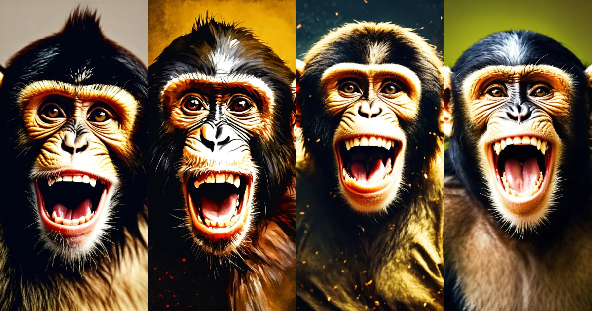 Lexica - Hilarious, monkey bursting into laughter, THEME T-SHIRT CANVAS ...