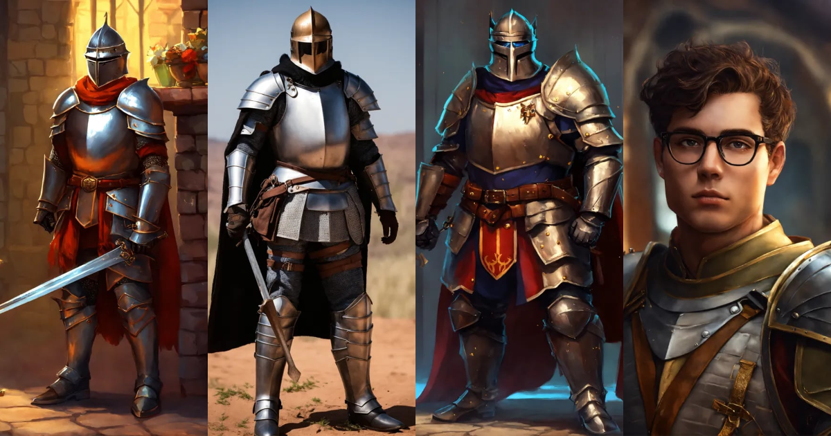 Lexica - Short stocky nerdy knight with no helmet