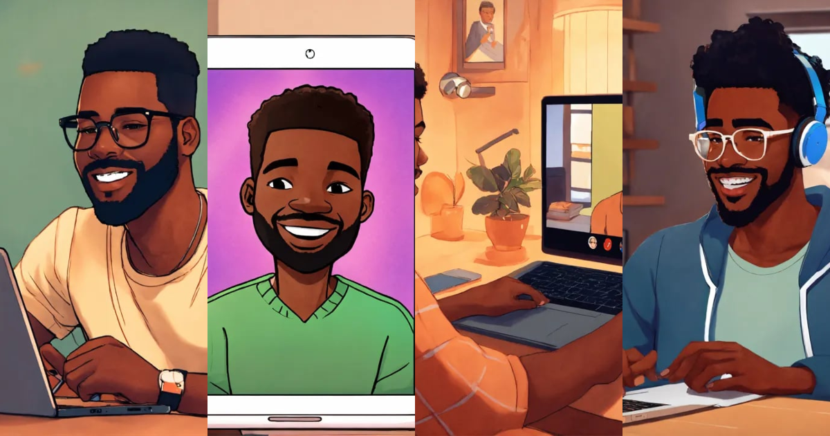 Lexica - A animated African American man on facetime.