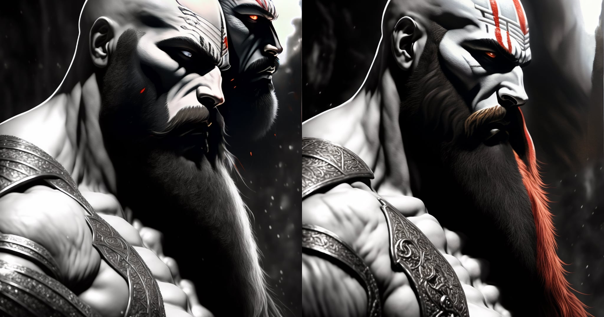 Lexica - God of war, kratos, fight scene still, manga, detailed drawing ...