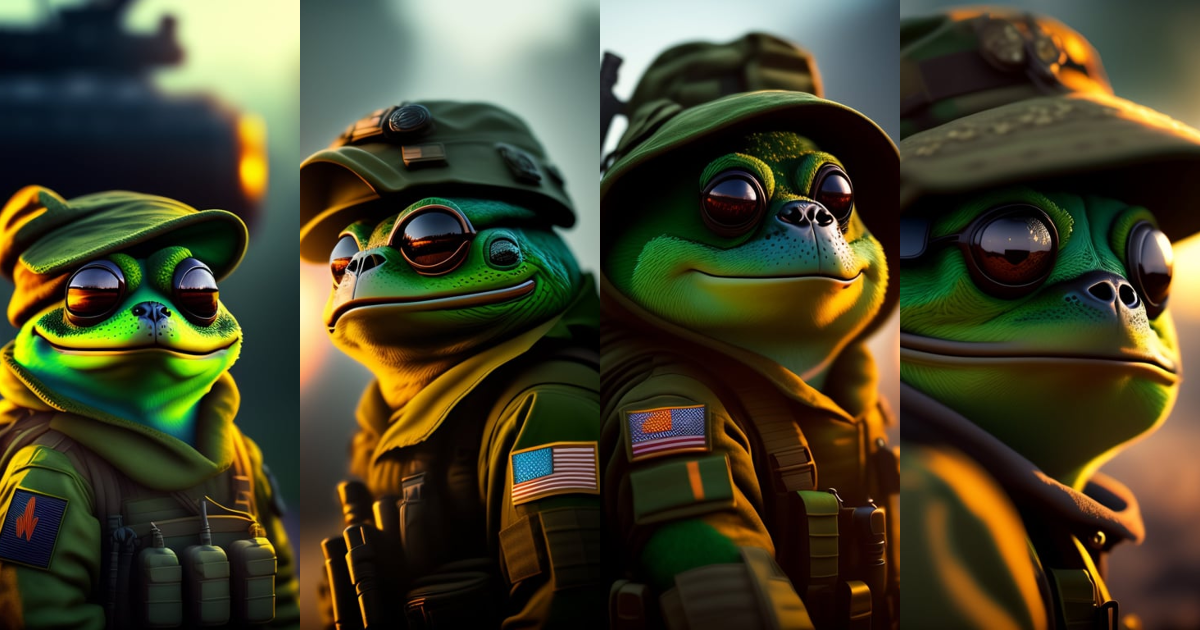 Lexica - An exhausted pepe the frog at the frontlines in the army at ...