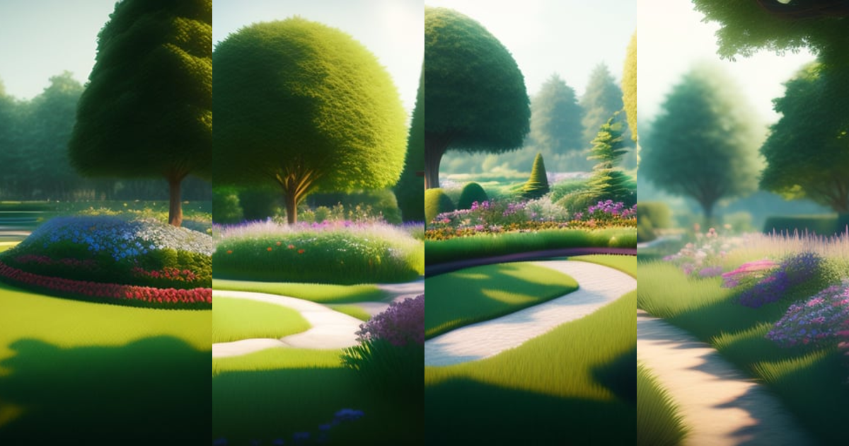 Lexica - Professional photograph landscape garden with flowers, unreal ...