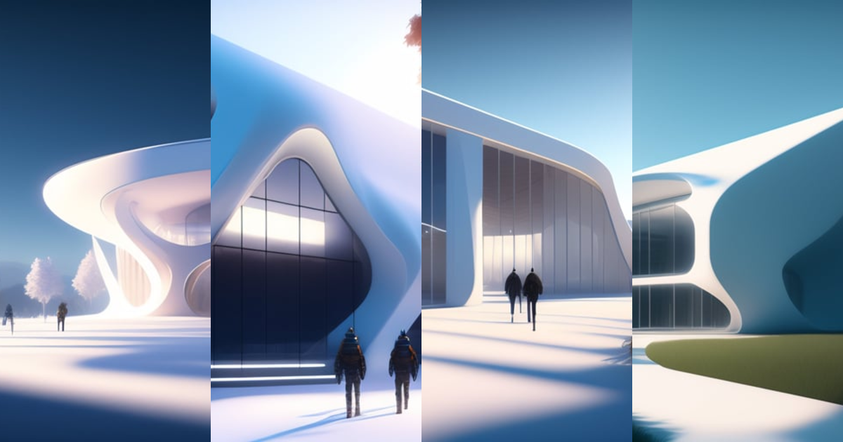 Lexica - Sci-fi architecture, parametric design, white material, glass, illuminated poll, soft ...