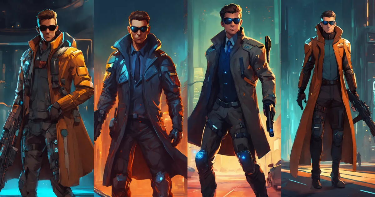Lexica - A secret agent from the future with a futuristic suit, coat ...