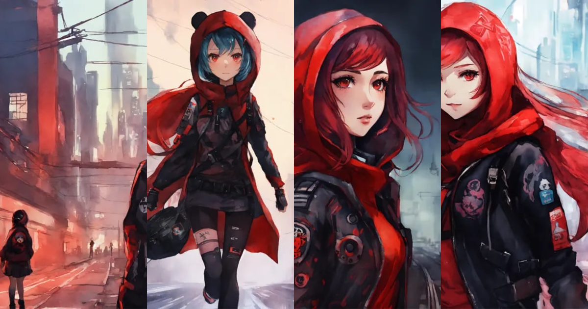 Lexica - Red and black watercolor matryoshka girl named scarcityy based ...