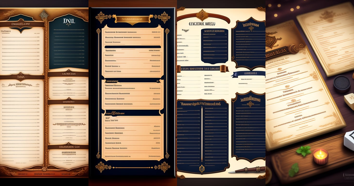 Lexica - A dnd menu on a sheet with embelishments for w webpage