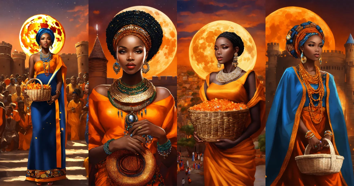 Lexica - Very realistic,african,A woman holding a basket filled with ...