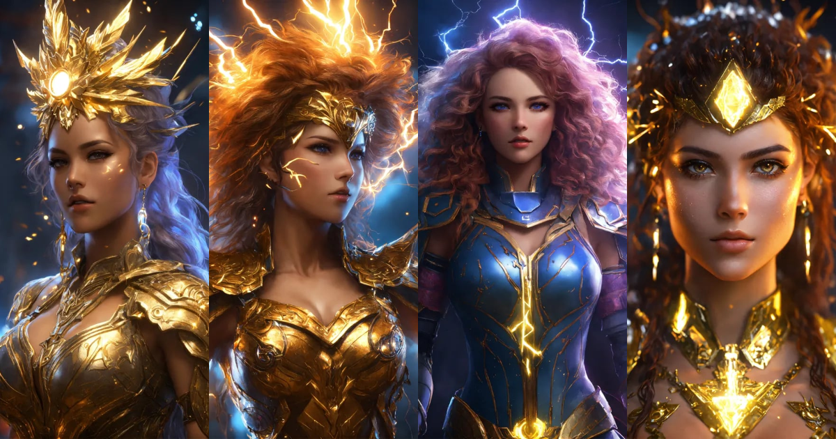 Lexica - "legendary lightning goddess", full body bolts, sparks ...