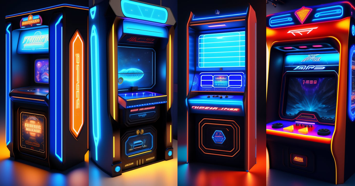 Lexica - Black Futuristic arcade cabinet, with circuit boards on the ...