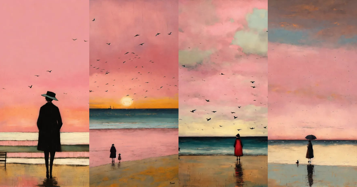 Lexica - Sam toft art, oil painting pink sky empty ocean