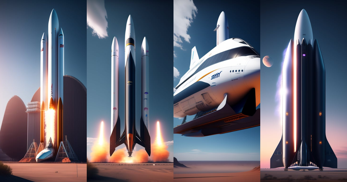 Lexica - Photograph of Spacex starship on top of heavy Falcon rocket ...