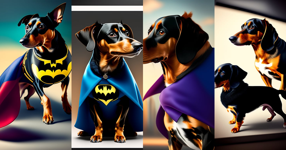 Lexica - Batman Dachshund, drawing, 8k,with his cape, fighting the ...