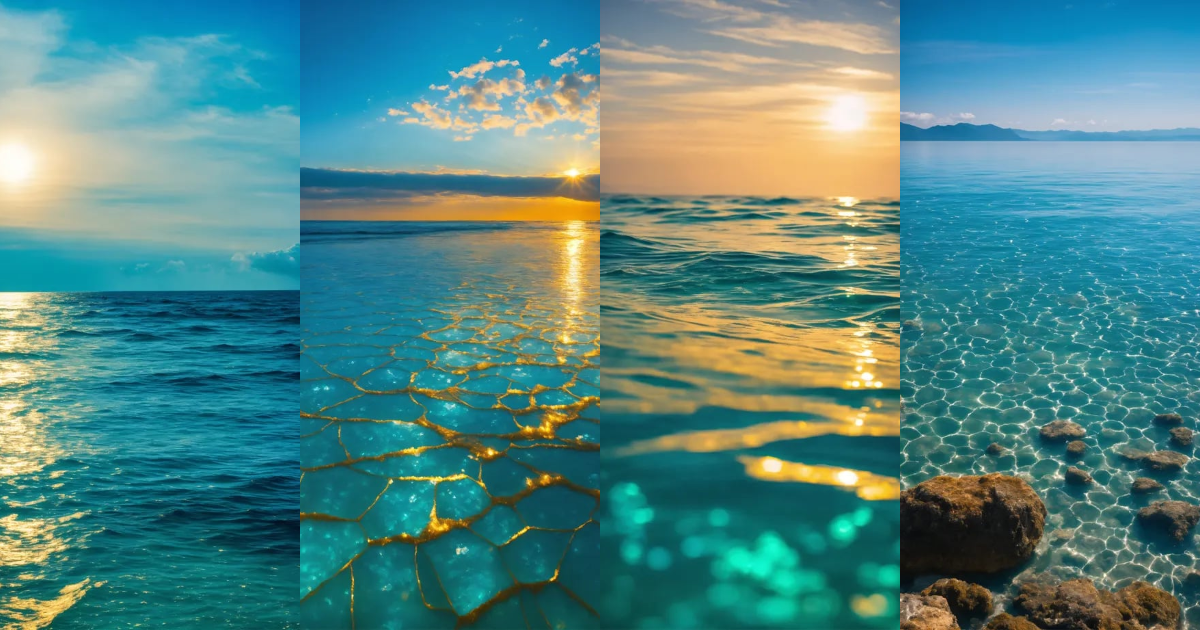 Lexica - Shiny sea surface light blue crystal sky