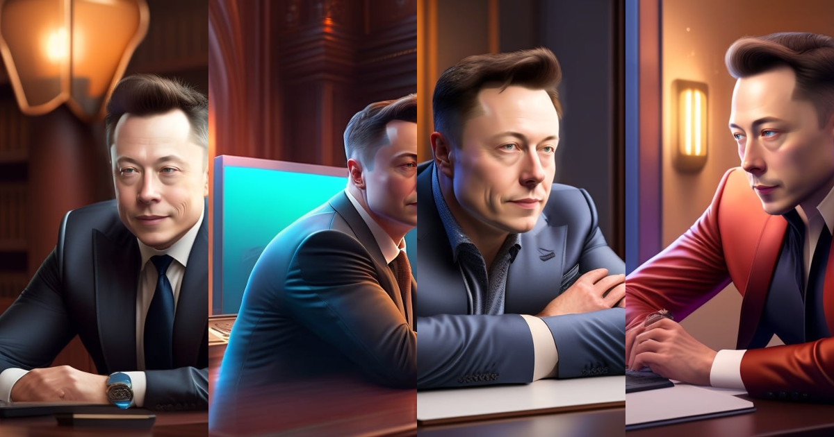 Lexica - Elon Musk, a visionary entrepreneur and innovator, sits behind ...