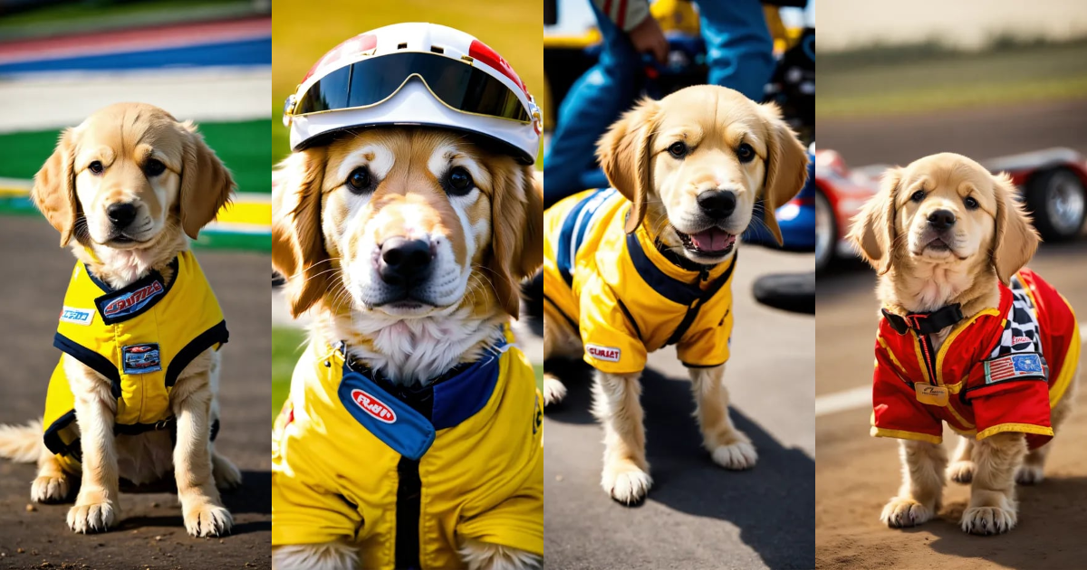 Lexica - Pit Stop Cuteness "Visualize a scene at a bustling racetrack ...