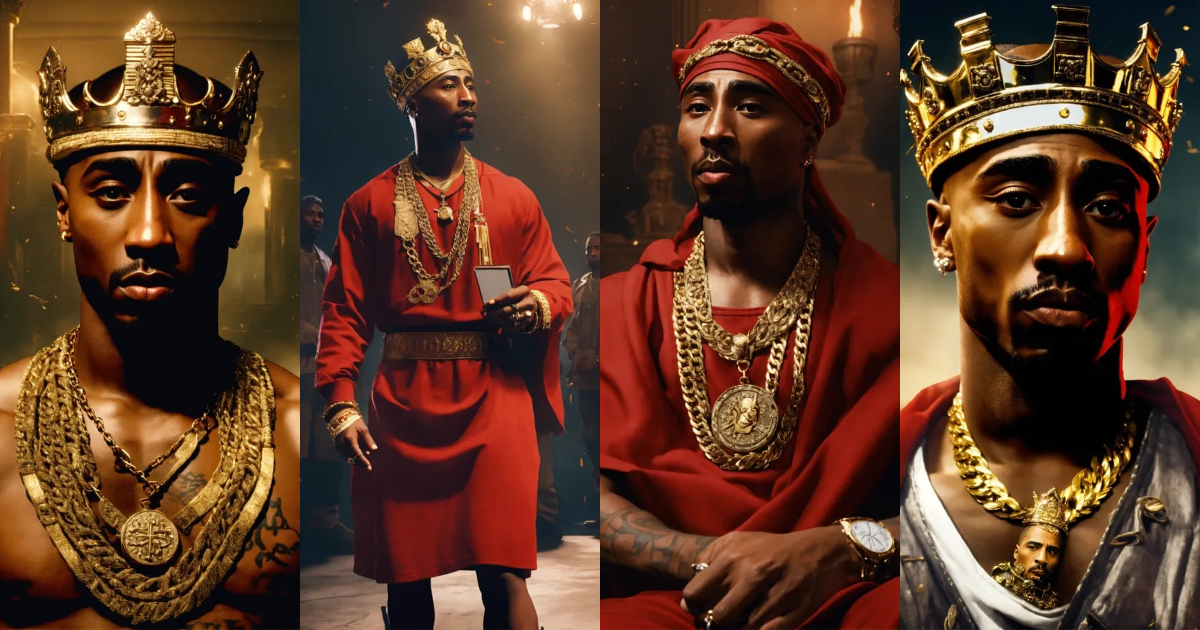 Lexica - Create a book cover for Tupac Shakur as Julius Caesar wearing ...