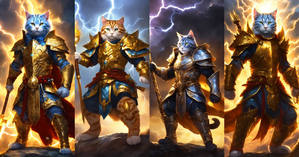 Lexica - Thunder God Cat Clad in Thundercloud Armor, Electrifying This ...