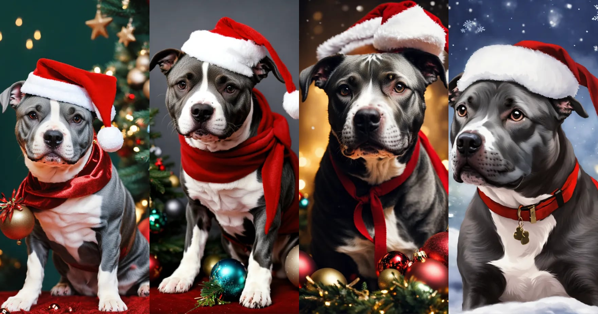 Lexica - I would like a drawing of a staffy grey on the theme christmas